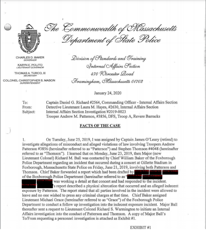 Official Mass State Police Internal Affairs Reports on Recent Drunken ...
